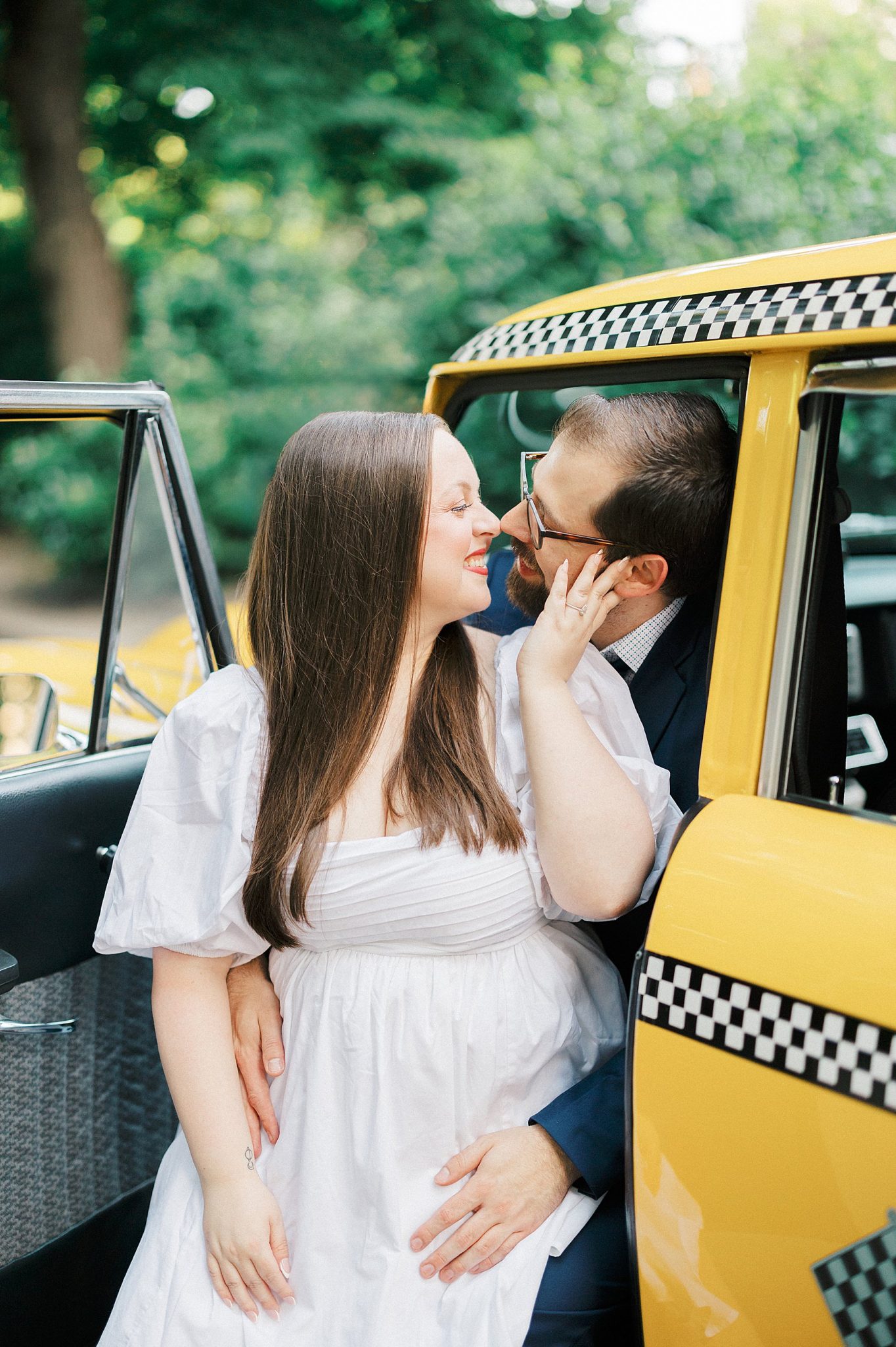 Vintage Taxi Central Park NYC Engagement