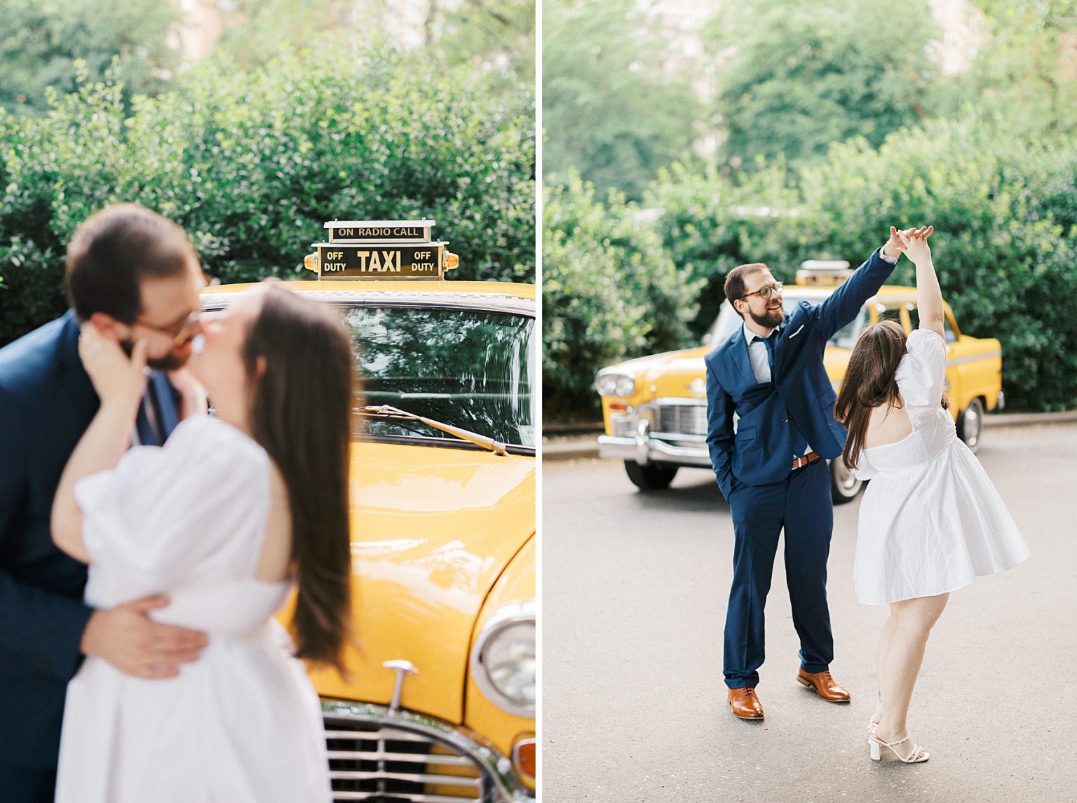 Vintage Taxi Central Park NYC Engagement