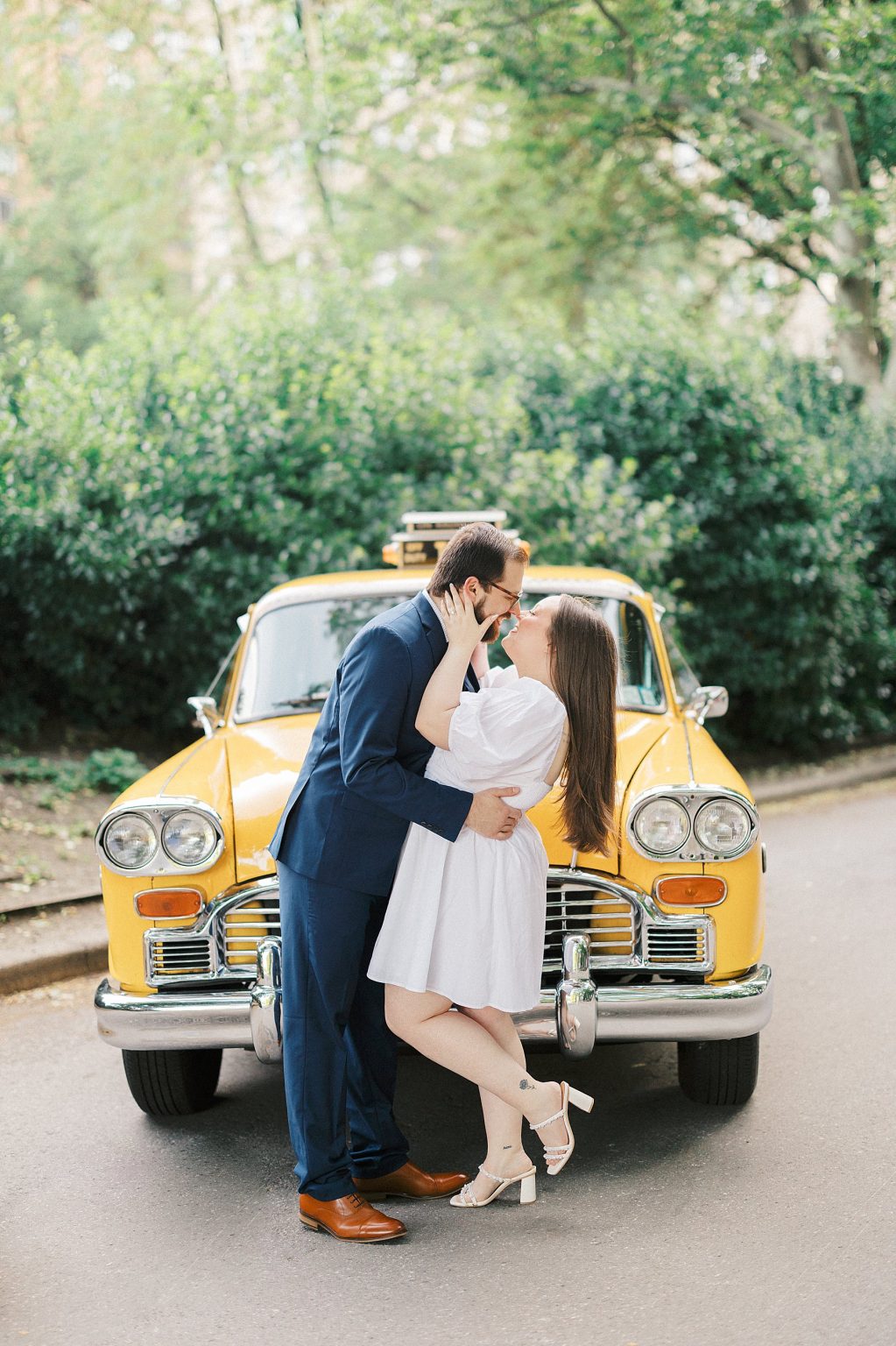 Vintage Taxi Central Park NYC Engagement