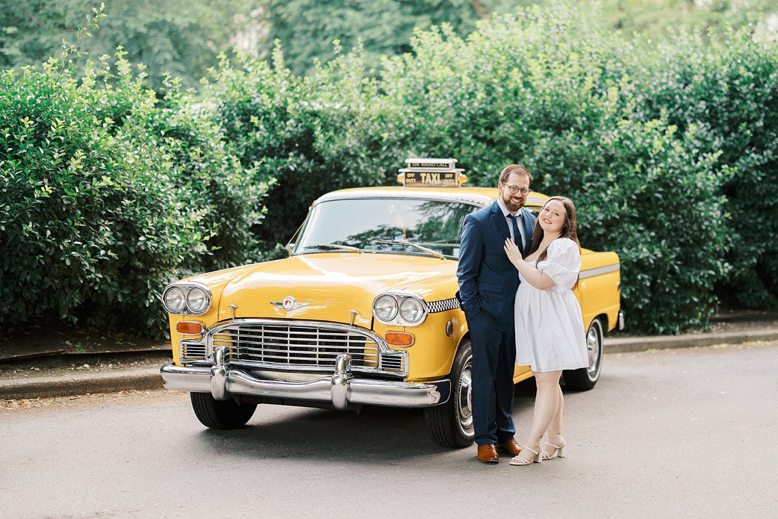 Vintage Taxi Central Park NYC Engagement