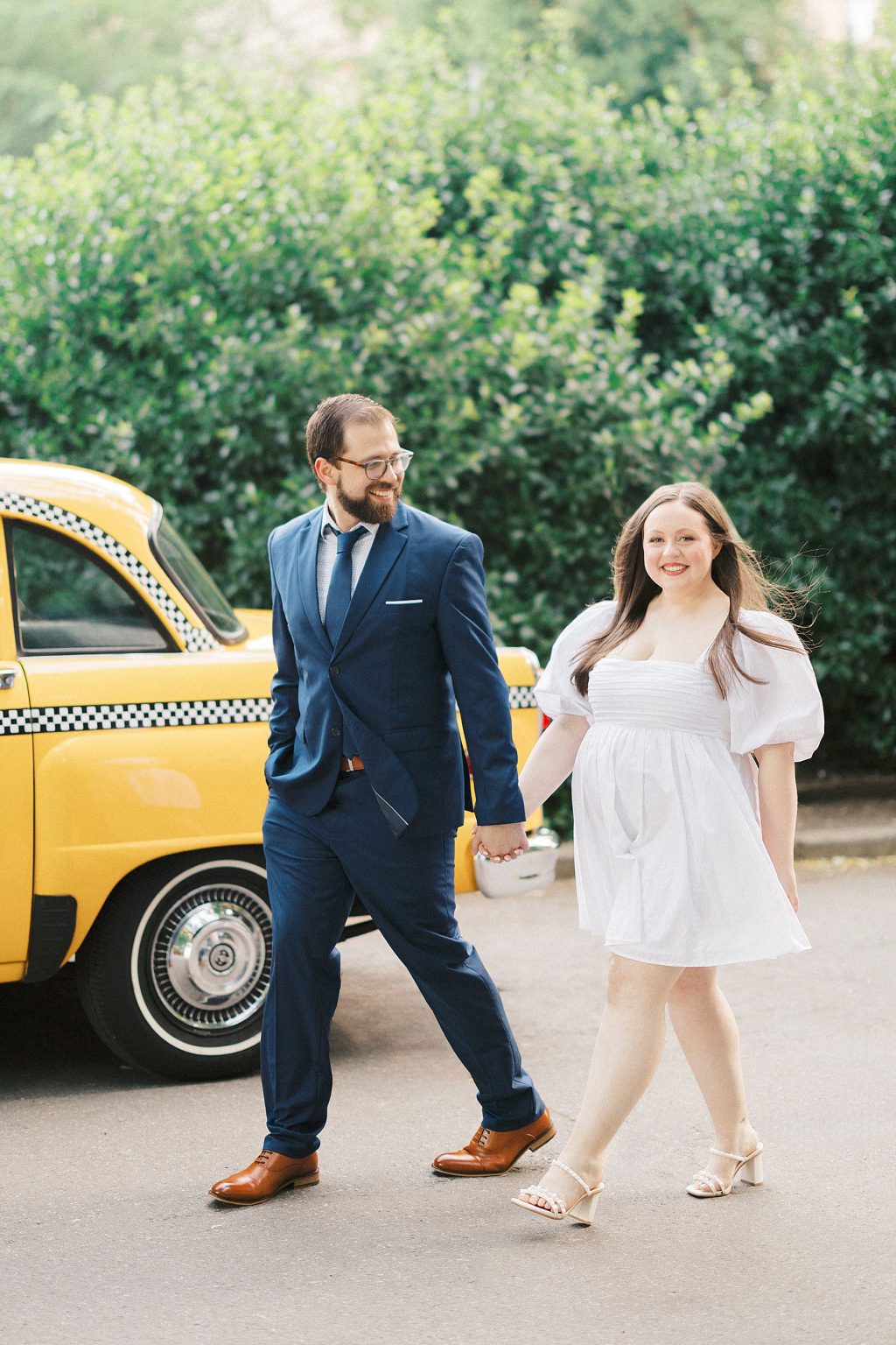 Vintage Taxi Central Park NYC Engagement